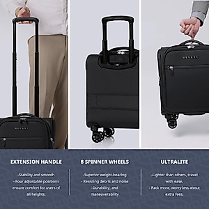 Verage Carry On Underseat Luggage with Wheels & USB Port, Wheeled Spinner Bag Carry-on Luggages for Airlines, Lightweight Suitcase Men Women, Pilots and Crew (Upgrade-14-Inch Compact)