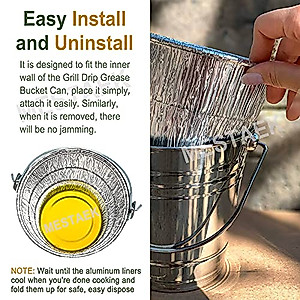 MESTAEK Grill Drip Bucket with 20-Pack Disposable Foil Liner,Compatible with Pit Boss Grills,Oklahoma Joe's,Rec Tec &Traeger,6.3"x6.0"