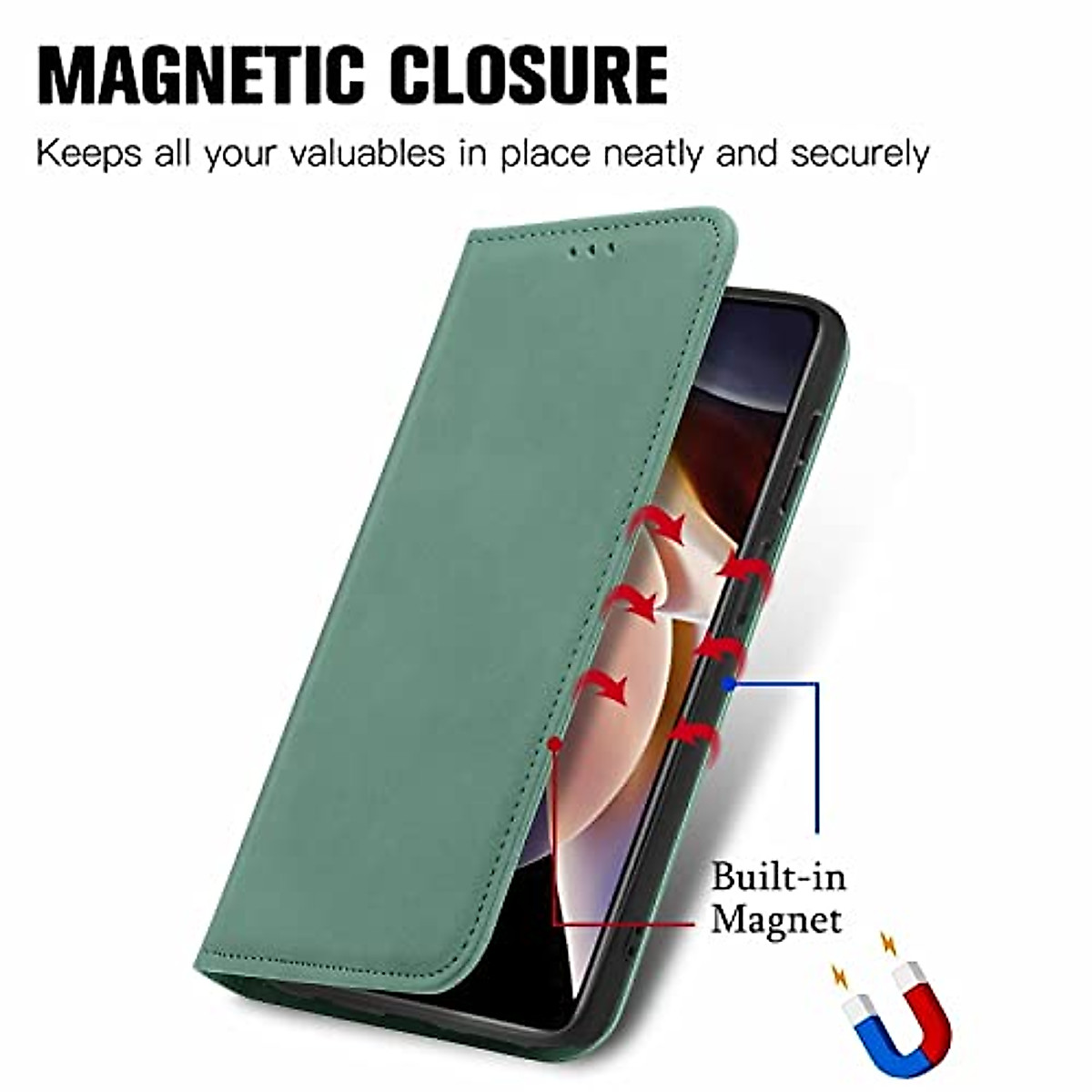 YBROY Case for Motorola ThinkPhone, Magnetic Flip Leather Premium Wallet Phone Case, with Card Slot and Folding Stand, Case Cover for Motorola ThinkPhone.(Green)