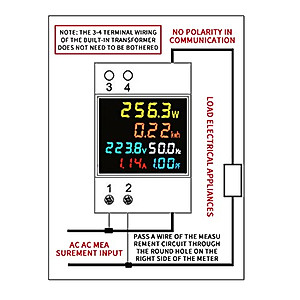 Digital Single Phase Energy Meter Tester Electricity Usage Monitor AC 110V 40V~300V 100A Ampermeter Power Voltmeter Ammeter Voltage Amps Watt Kwh Frequency Power Factor Meter Multimeter (Built-in CT)