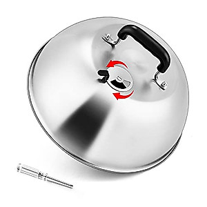 12 Inch Basting Cover with Adjustable Vent, Joyfair Stainless Steel Cheese Melting Dome for Outdoor BBQ Grilling/Flat Top Grill Griddle, Steaming Vent & Heat-Resistant Handle, Dishwasher Safe