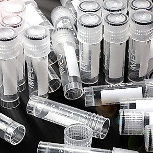 Fyess 50pcs 2ml Plastic Cryovial Cryogenic Vial Tube Cryo Tubes with Screw Caps