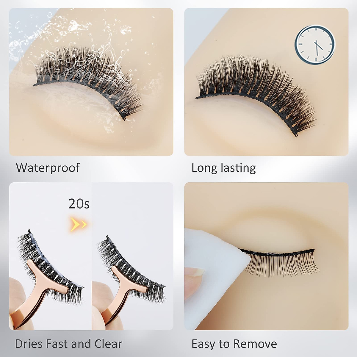 EMEDA False Eyelash Glue Super Strong Hold 24H Clear Glue Strong Hold Water Proof Formula No Irritation Latex Free Long Lasing Quick Dry Pegamento De Pestaas White Strip Eyelash Adhesive 5ml 0.17oz