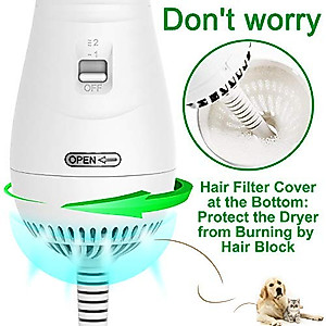 LIVEKEY Pet Hair Dryer, 2 in 1 Pet Grooming Hair Dryer with Slicker Brush, Home Dog Hair Dryer with Adjustable 2 Temperatures Settings, for Small and Medium Dogs and Cats