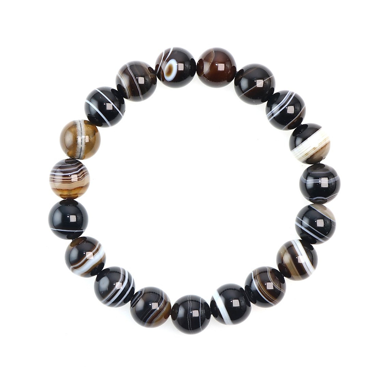 Jan&Dee Natural Semi-Precious Gemstone Healing Power Sardonyx Agate Crystal Bracelet 10mm