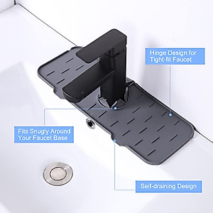 Silicone Faucet Handle Drip Catcher Tray - Sink Splash Guard, Faucet Handle Drip Catcher - Silicone Mats For Kitchen Counter, Sink Protectors For Kitchen Sink - KitchenGuard Mat, Silicone Faucet Mat