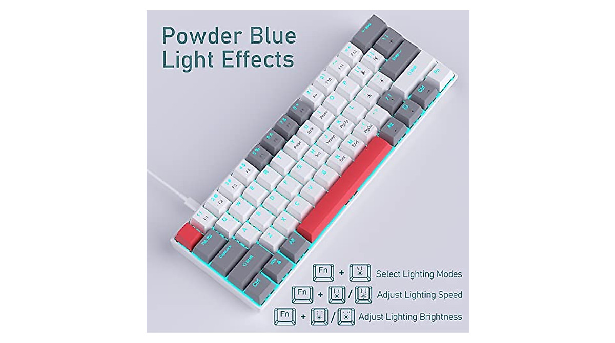 60% Mechanical Gaming Keyboard with Red Switches & Blue Backlight