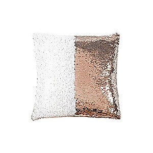 Lush Decor, Blush & White, 16" X 16" Mermaid Sequins Decorative Throw Pillow