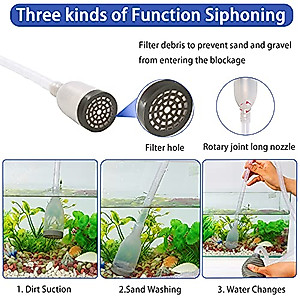 Fish Tank Cleaning Tools, Aquarium Gravel Cleaner Siphon Fish Tank Vacuum Cleaner, Algae Scrapers Set 5 in 1 Fish Tank Gravel Cleaner, Siphon Vacuum for Water Changing and Sand Cleaner (20-65 Gal)