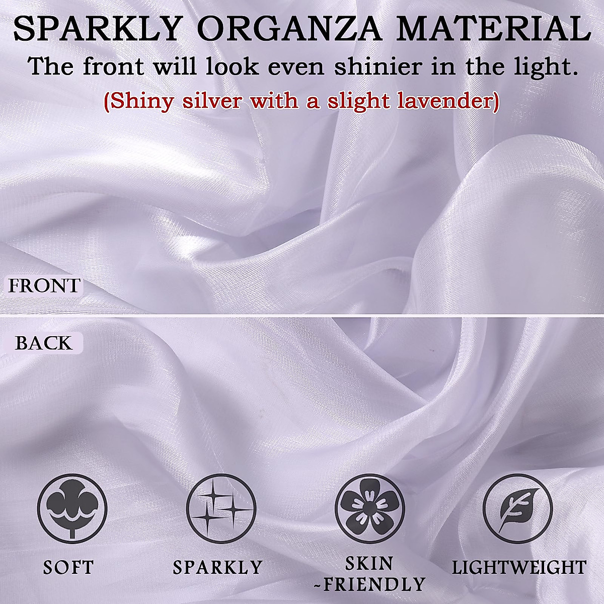 Ladiery Silky Shawls and Wraps for Evening Dresses: Women Sheer Soft Bridesmaid Wedding Formal Party Organza Shawl