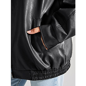 Trendy Queen Women's Leather Jackets Oversized Faux Motorcycle Plus Size Moto Biker Coat Fall Outfits Fashion Clothes 2024