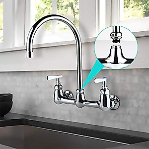 COOLWEST 8 inch Gooseneck Swivel Spout Replcement for Commercial Kitchen Sink Faucet, 2.2GPM Swing Nozzle Spout Parts Chrome Finish