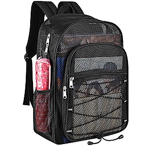 Heavy Duty Mesh Backpacks for Adults, School Bags Boys and Girls, See Through with Adjustable Straps, Swimming, Fitness, Sports, Carry Portable Oxygen Concentrators