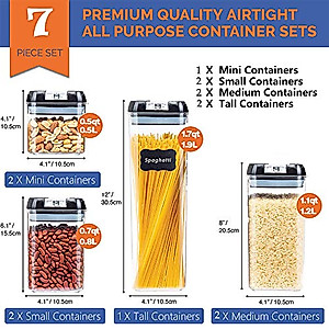 Airtight Food Storage Containers Set , Kitchen & Pantry Organization - BPA Free Plastic Dry Food Storage Containers With Easy Lock Lids - Stackable Sugar, Flour & Cereal Canisters With Labels & Marker