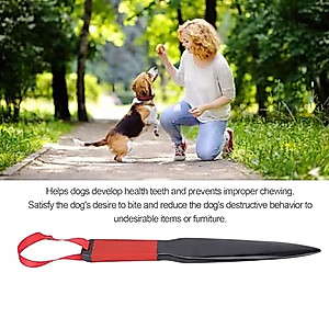 Pssopp Dog No Bite Stick Dog Break Stick Extra Tough Interactive Toy Dog Bite Training Stick for Dental Health Pet Supplies (Red Handle Red Lanyard)
