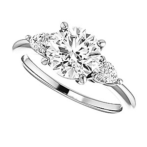 10K Solid White Gold Handmade Engagement Ring 3.00 CT Round Cut Moissanite Diamond Solitaire Wedding/Bridal Ring Set for Women/Her, Surprise Ring Gift for Her