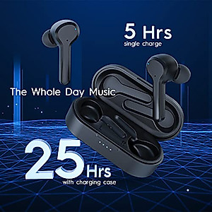 Tecno Wireless Bluetooth Earbuds, 25H Bluetooth Headphones with Microphone, IPX5 Waterproof Wireless Headphone with 4 Mics, High-Fidelity Stereo Bluetooth Earphones for Sports and Work,GE1