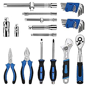 DEKOPRO 118 Piece Tool Kit Professional Auto Repair Tool Set Combination Package Socket Wrench with Most Useful Mechanics Tools