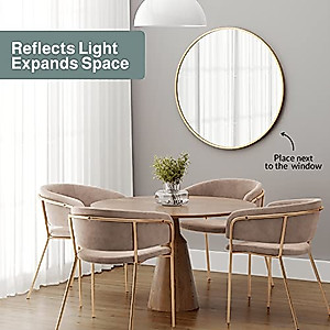 Barnyard Designs 30 inch Gold Round Mirror, Bathroom Vanity Wall Mirrors, Circle Mirror for Desk, Metal Framed Bedroom Mirror