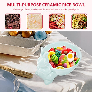 DOITOOL Bunny Candy Dish Easter Rabbit Bowl Ceramic Fruit Bowl Snack Serving Bowl Easter Salad Dessert Bowl Table Decoration (Blue)