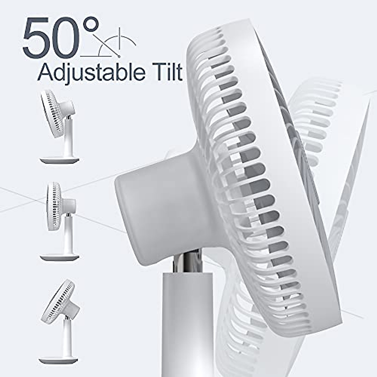 TRILINK 6-Inch Rechargeable Small Desk Fan, Portable Battery-Operated Table Electric Fan with 4 Speed Levels, Personal Mini Fan for Home Bed Study Room Bedroom Office Camping Cooling - Quite & Silent