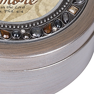 Cottage Garden Love You More Brushed Silvertone Jewelry Music Box Plays Amazing Grace