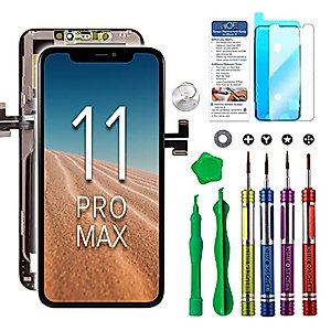 Ace Tech Cellular LCD Screen Replacement Compatible with iPhone 11 Pro Max 6.5 inch (Model A2161, A2220, A2218) 3D Touch Screen Display Digitizer Frame Assembly Repair Kit with Repair Tools