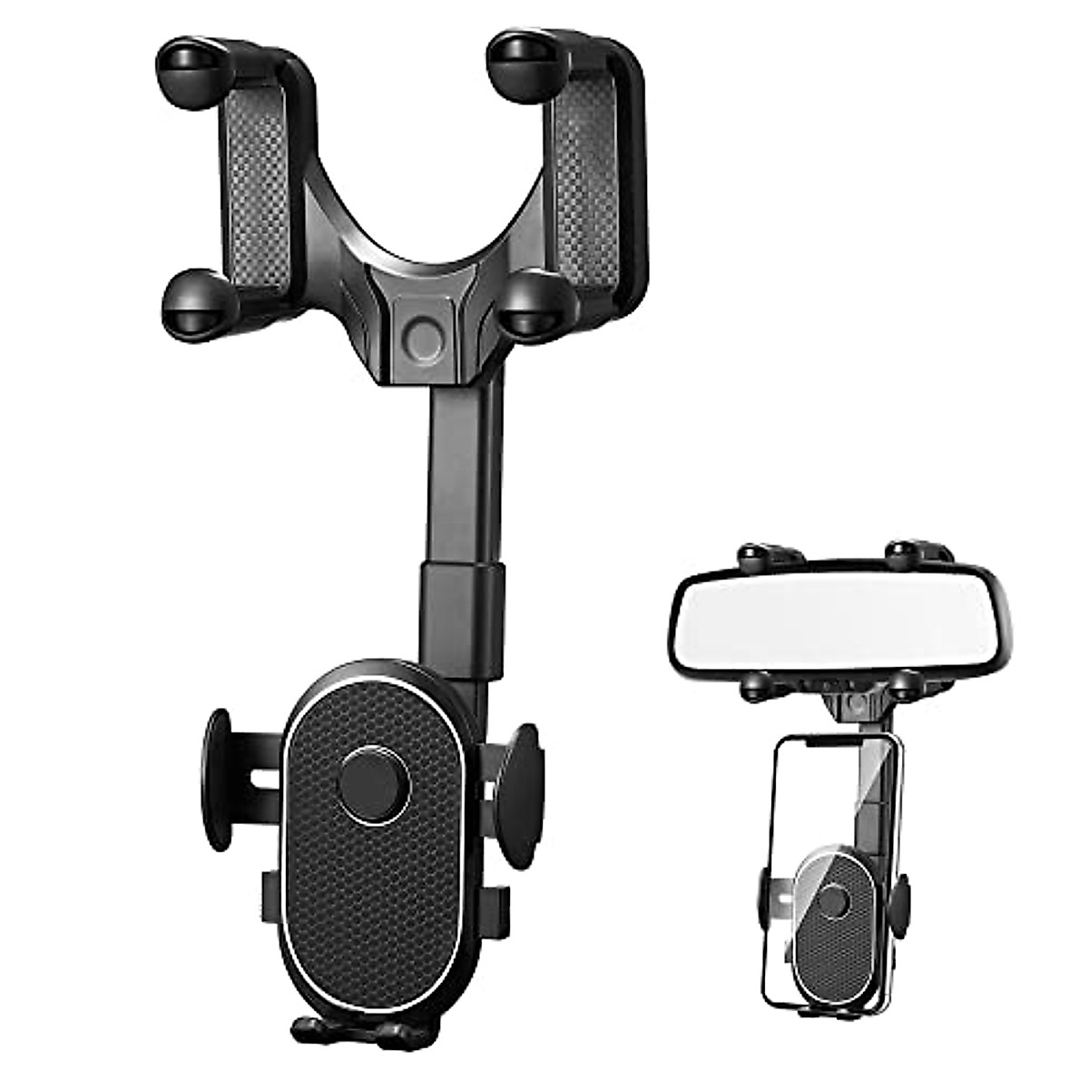 Mueczeo Windshield Phone Mount for Car, Rearview Holder Rotatable and Retractable Car Phone Holder for Car, 360° Rotating Car Phone Holder Mount Compatible with iPhone, Samsung & Other Smartphones