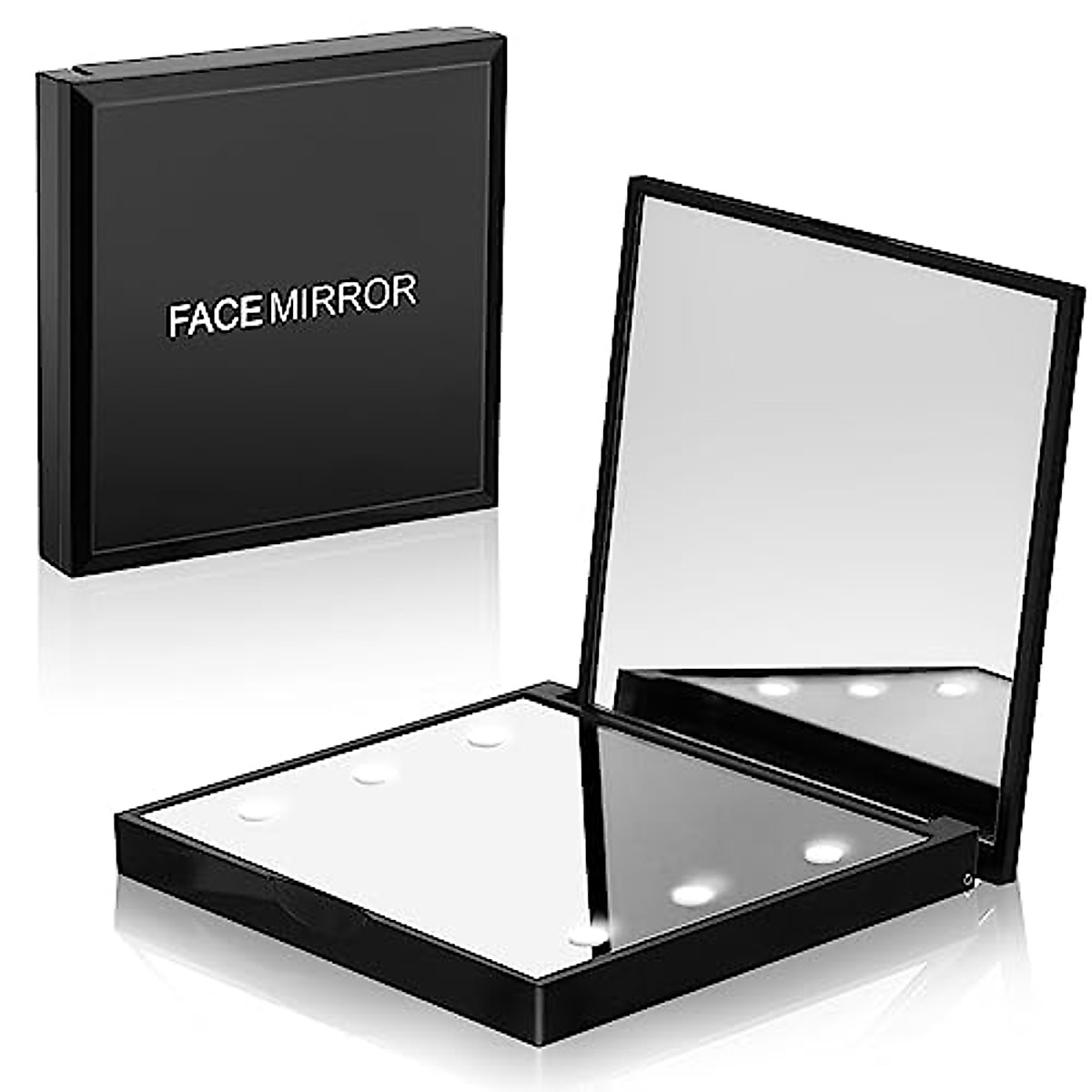 JMH Pocket Mirror, 1X/3X Magnifying Mirror with Light, LED Compact Travel Makeup Mirror, 2-Sided Handheld Folding Mirror, Purse Mirror, Portable, Small Lighted Compact Mirror for Gift