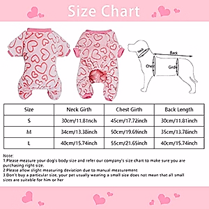 Dxhycc Fleece Dog Pajamas Cute Dog Heart Pajamas Puppy Jumpsuit Pajamas Warm Soft Pet Holiday Clothes for Small Medium Cats and Dogs (Pink, L)
