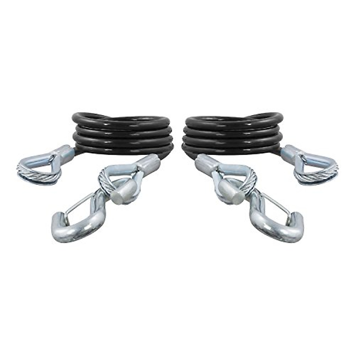 CURT 80136 43-7/8-Inch Vinyl-Coated Trailer Safety Cables, 3/8-In Snap Hooks, 3,500 lbs Break Strength, 2-Pack