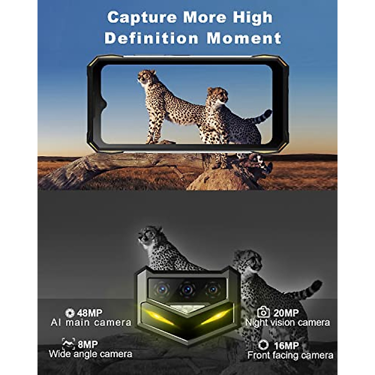 DOOGEE S89 Rugged Smartphone(2022), 12000mAh Massive Battery Android 12 Rugged Phone Unlocked, 33W Fast Charging, 8GB+128GB IP68 Waterproof Cellphone, Night Vision, Breathing Light, NFC, Dual 4G