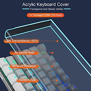 Desing Wish Keyboard Cover for Redragon K552, Water Resistant Half-Covered Acrylic Lid Anti Dust & Anti Hitting Keyboard Cover Compatible with Redragon K552 Mechanical Gaming Keyboard (87 Keys)