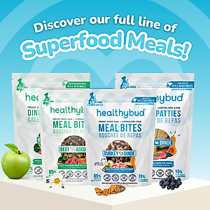 healthybud Raw Dog Food, Freeze Dried Beef Bites, Grain Free Puppy Food, Human Grade, High Protein, Dehydrated Real Meat Dog Treats & Toppers, 14.1 oz