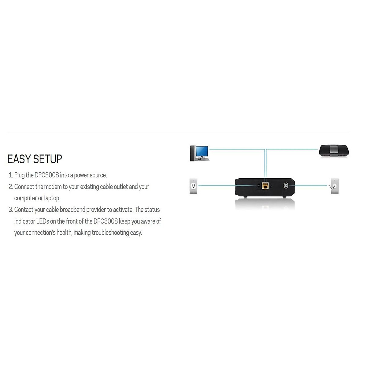 Linksys CM3024 High Speed DOCSIS 3.0 24x8 Cable Modem, Certified for Comcast/Xfinity, Time Warner, Cox & Charter (Modem Only, No Wifi Functionality)