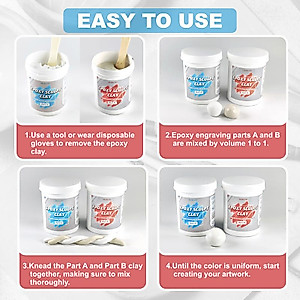 White Epoxy Sculpt Clay, 1 Pound Self-Hardening AB Epoxy Sculpt Clay for Sculpting, 2 Part Modeling Compound (A & B), Epoxy Clay Magic Sculpt for Sculpting, Modeling, Filling, Repairing