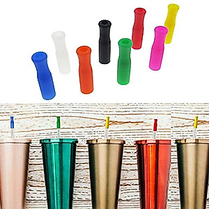 10 PCS Reusable Straw Tips, Silicone Straw Tips, Multi-Color Food Grade Straws Nozzles Tips Covers Fit for 1/3 Inch Wide(8MM Outer Diameter) Stainless Steel