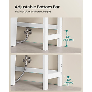 SONGMICS Over The Toilet Storage, 4-Tier Over Toilet Bathroom Organizer with Adjustable Shelf, Fit Most Toilets, Space-Saving, Easy Assembly, Cloud White UBTS041W01