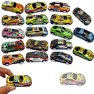 Himeeu 18Pcs Metal Pull Back Racing Car Toy Die Cast Race Car Vehicles Friction Powered Toddler Boy Car Toys 2.7 Inch