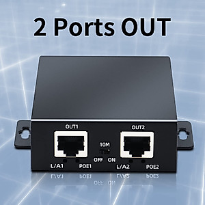 SODOLA 2 Port POE Extender 10/100Mbps,1 in 2 Out POE Repeater for Security Systems IP Camera, PoE Amplifier, PoE Booster, Wall-Mount, IEEE 802.3at / 802.3af, Metal Housing Network PoE Signal Extender