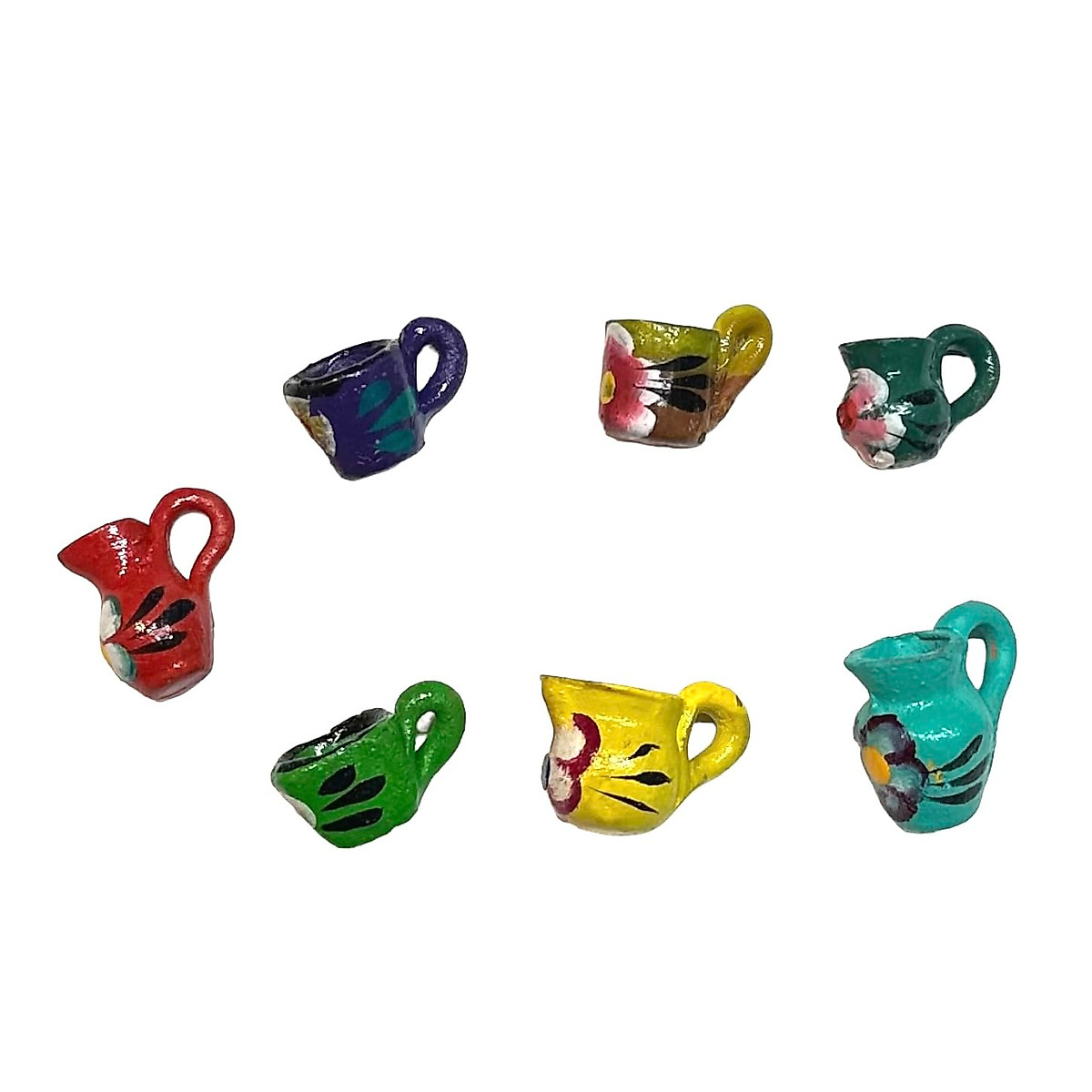 Generic JDProvisions 12 Pieces Miniature Mexican Mugs Jarritos Pottery Ceramic Mud Handpainted for Arts and Crafts Party Favor Decorations