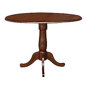 Pemberly Row 42" Round Dual Drop Leaf Pedestal Table - 35.5" H Espresso