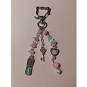 Cute Keychain Y2k Keychain Accessories Teen Girls Trendy Stuff Preppy Things Y2k Accessories (E-Blue,Small)