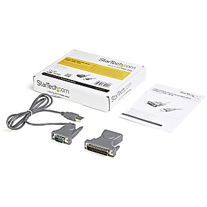 StarTech.com 3ft (91cm) 1-Port USB to Serial Cable, DB9/DB25 RS232 to USB Converter, Prolific, USB to Serial Adapter