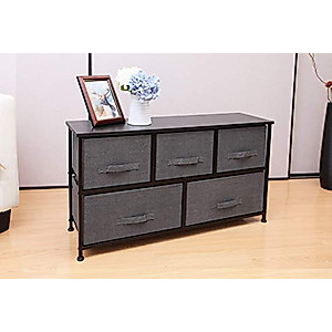 East Loft Extra Wide Dressers for Bedroom Cheap Closet Dresser for Nursery - Storage Dresser with 5 Fabric Drawers - Easy Assembly Small Dresser for Closet Kids Clothes Organizer (Charcoal)