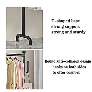 Black Industrial Metal Pipe Clothing Rack,Garment Rack for Retail Display Hanging Clothes,Hallway Entryway Free Standing, Modern Simple Heavy Duty Coat Shelf(Size:120x150cm)