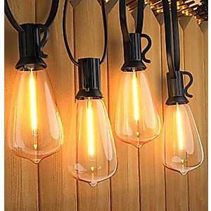 Afirst Outdoor LED String Lights 20FT - Patio Lights with 22 Shatterproof Bulbs(2 Spare) Waterproof Connectable Edison Bulb String Lights for Outside Backyard Porch Lighting