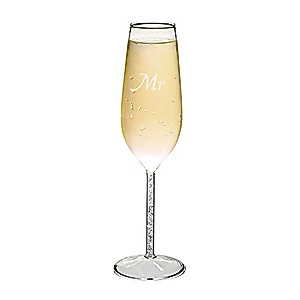 Juvale Set of 2 Mr and Mrs Champagne Glasses, His and Hers Wedding Day Toasting Flutes for Bride and Groom Newlyweds, Engagement, Wedding and Bridal Shower Gifts (8oz)