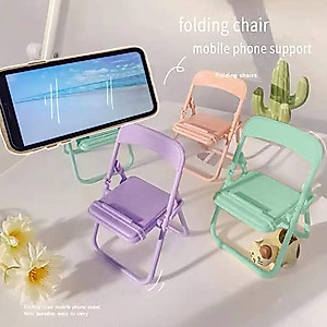 YESKIND Cute Chair Cell Phone Stand for Desk, 3PCS Funny Cell Phone Holder Stand Compatible with Smartphone/Phone/Pad/Tablet/E-Readers,(Green/Pink/Purple)