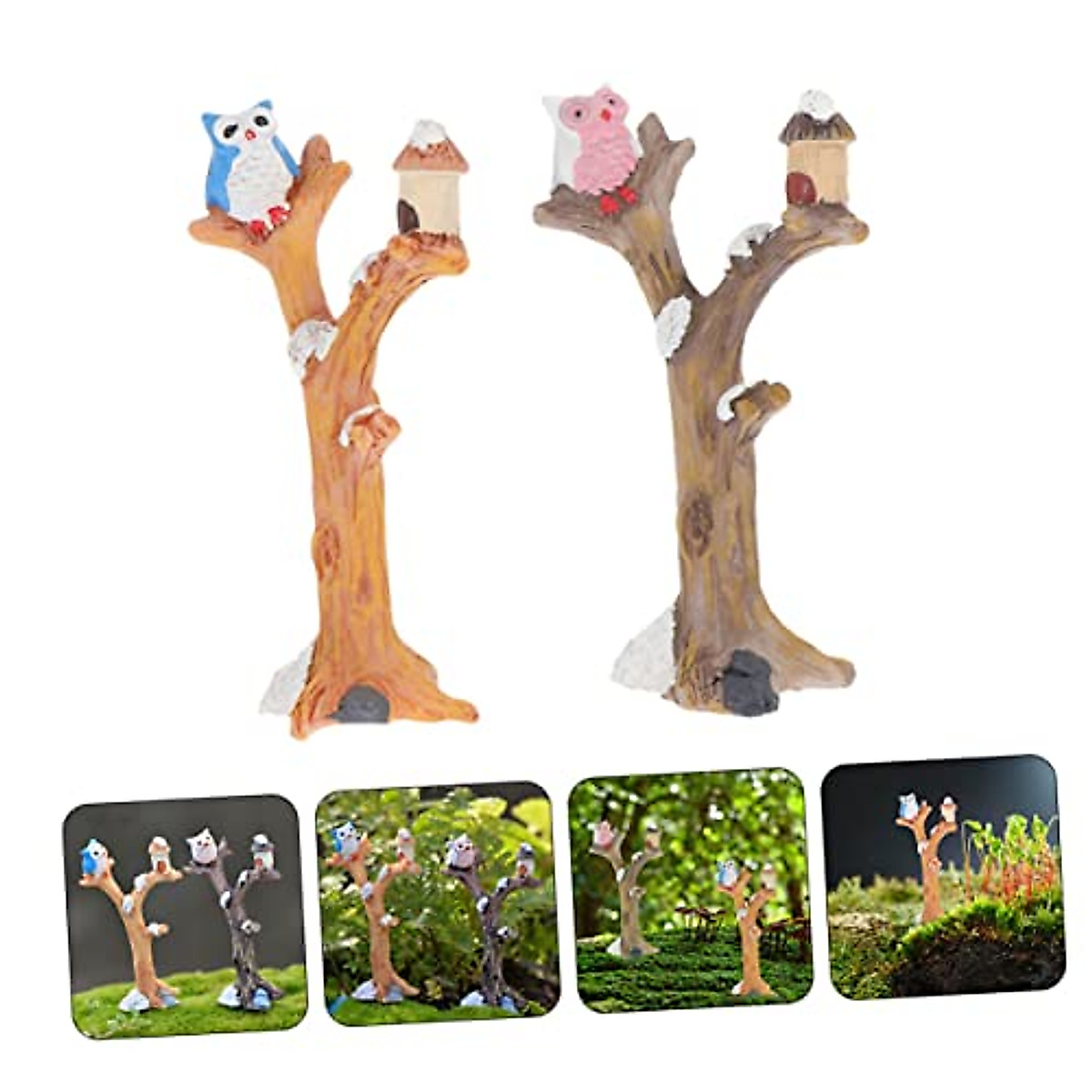 HANABASS 8 pcs Crafts Plant Simulations Bonsai Gardening Figurines Decors Doll Decoration Cartoon Tree Figurine Branch Animals Bird Pots House Decorations Ornaments Potted Mini for